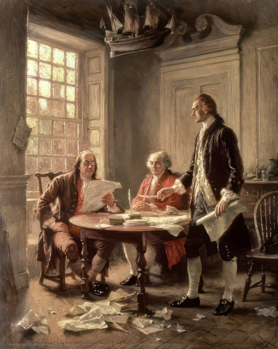 Artwork Replica Writing the Declaration of Independence by Jean Leon ...