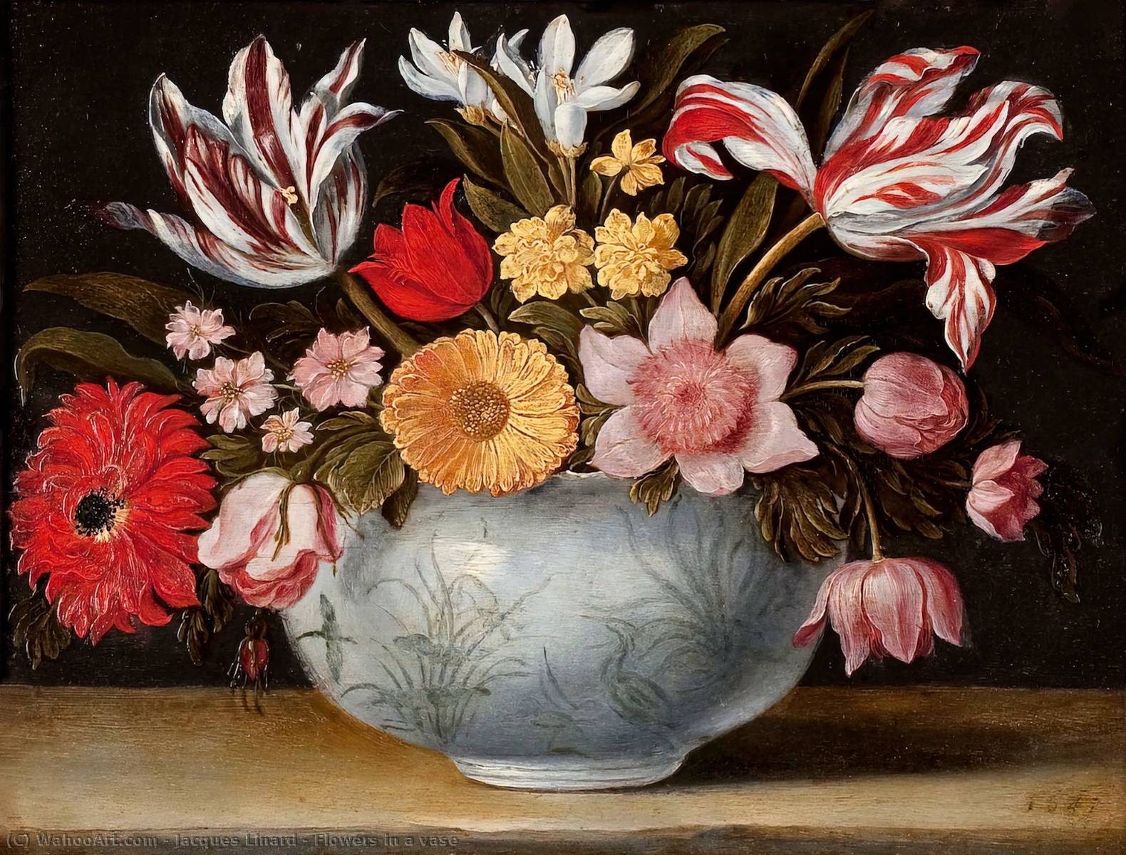 Paintings Reproductions Flowers in a vase by Jacques Linard (1597-1645 ...