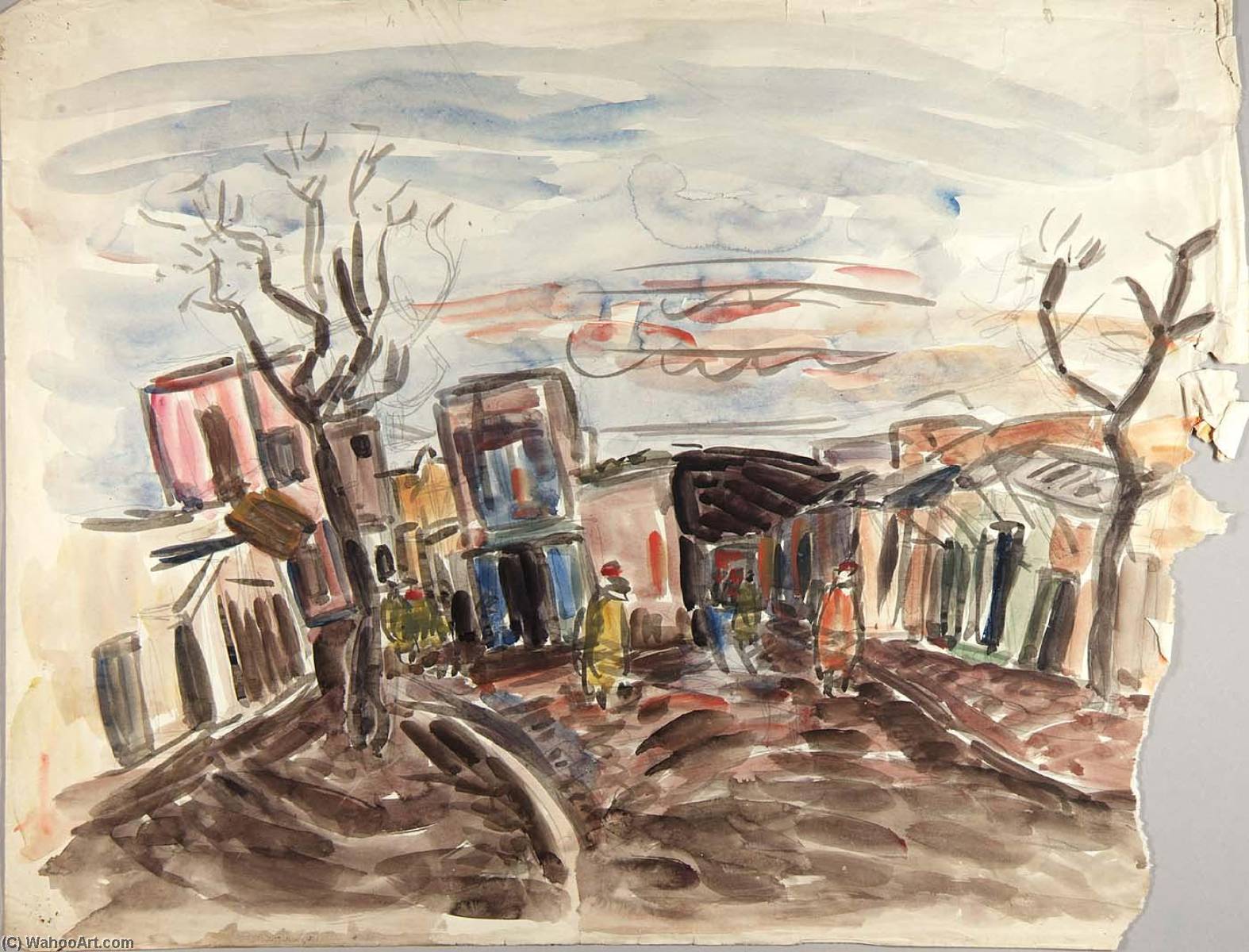 Get Art Reproductions Tunisian Street Scene with Figures, 1932 by ...