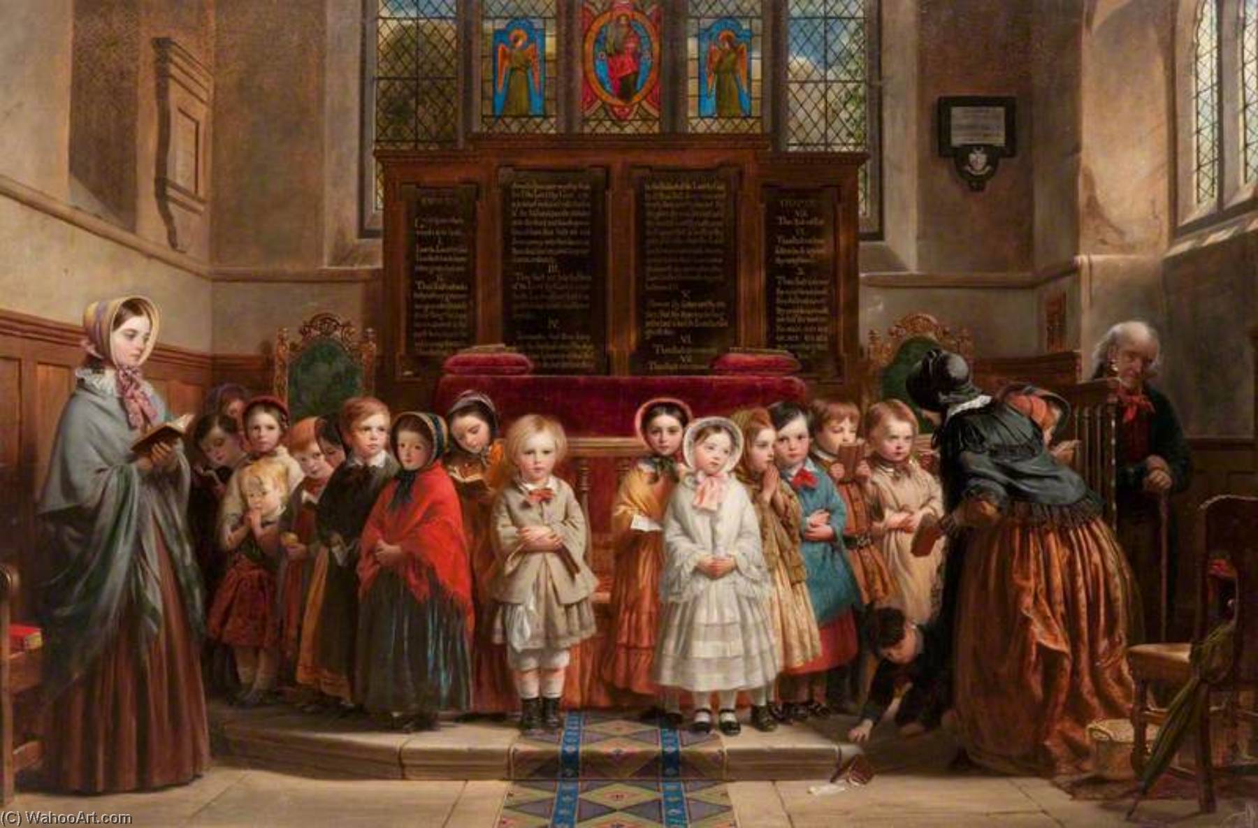 Museum Art Reproductions The Sunday School by Robert Mcinnes (1801-1886) | WahooArt.com