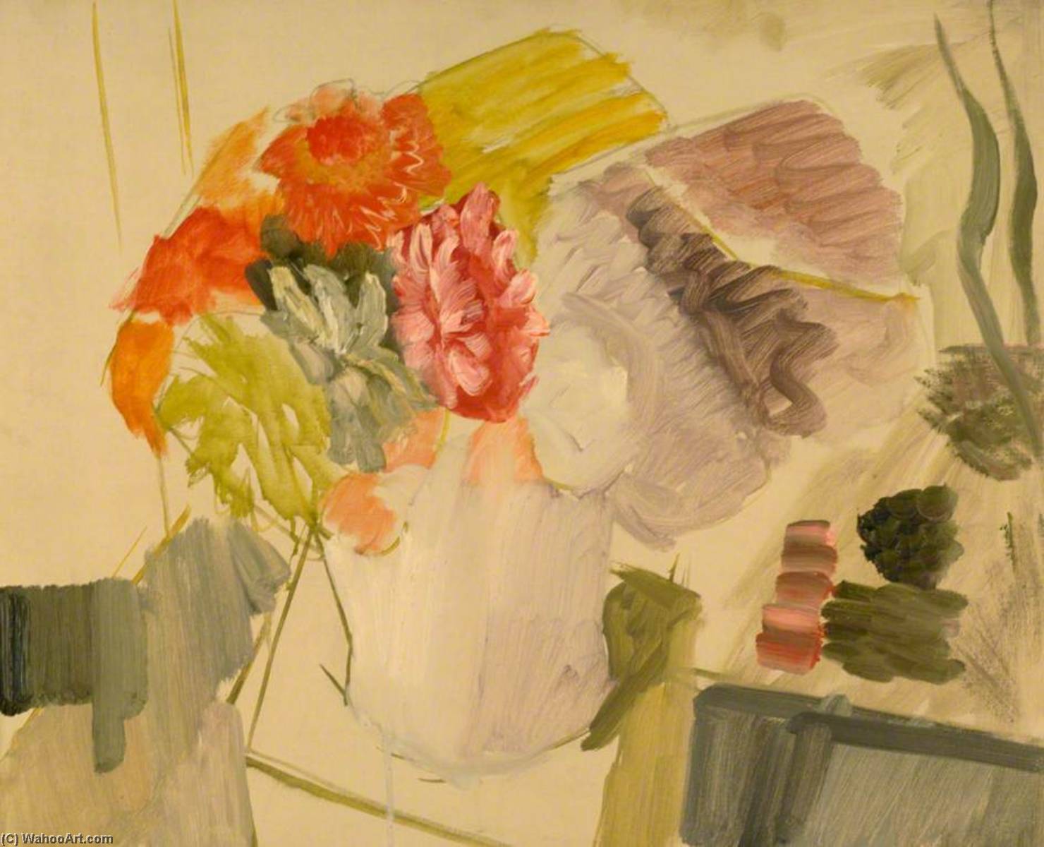 Museum Art Reproductions | Vase of Flowers by Ivon Hitchens | WahooArt.com