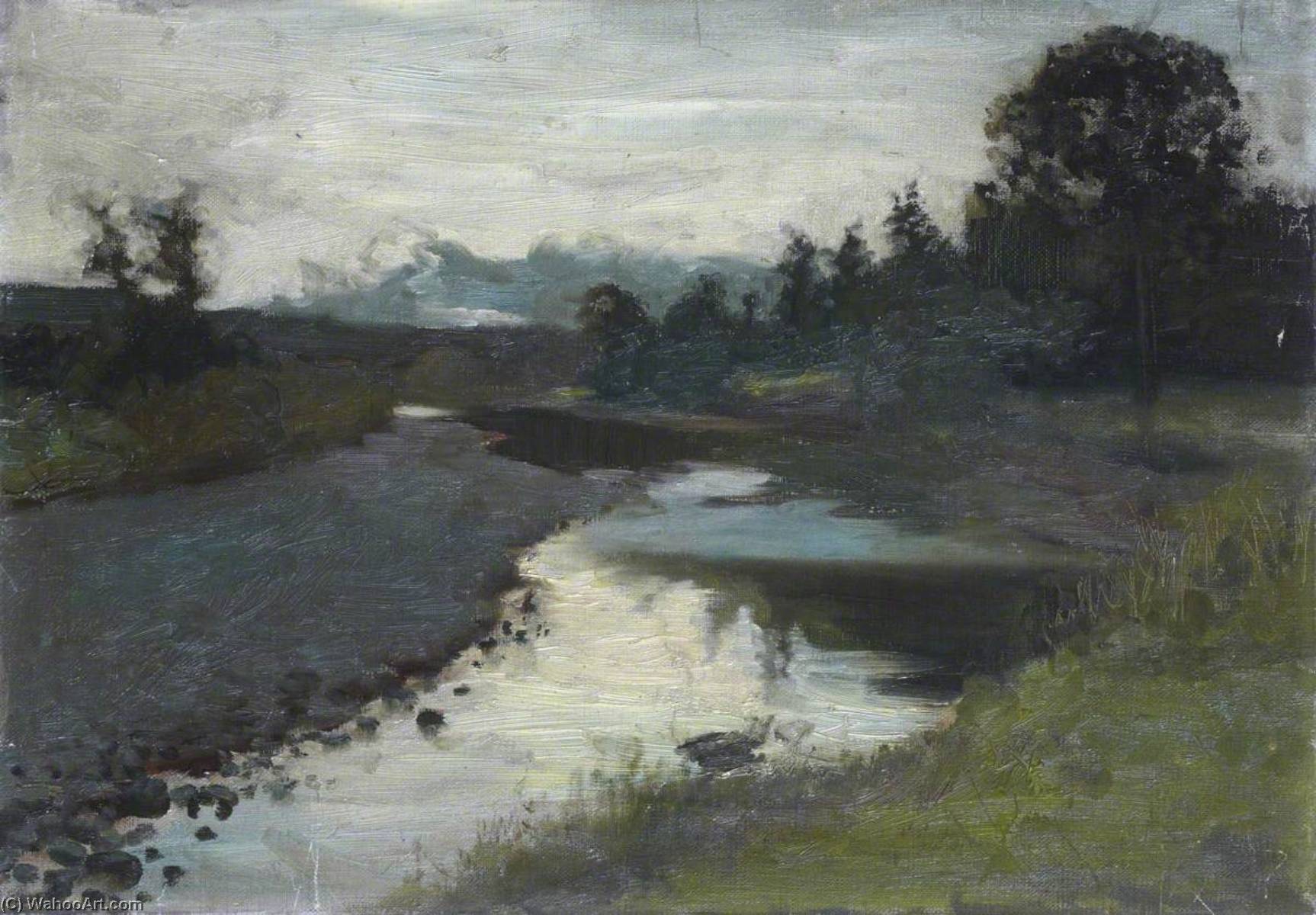 Paintings Reproductions The River Endrick Looking East by Archibald ...
