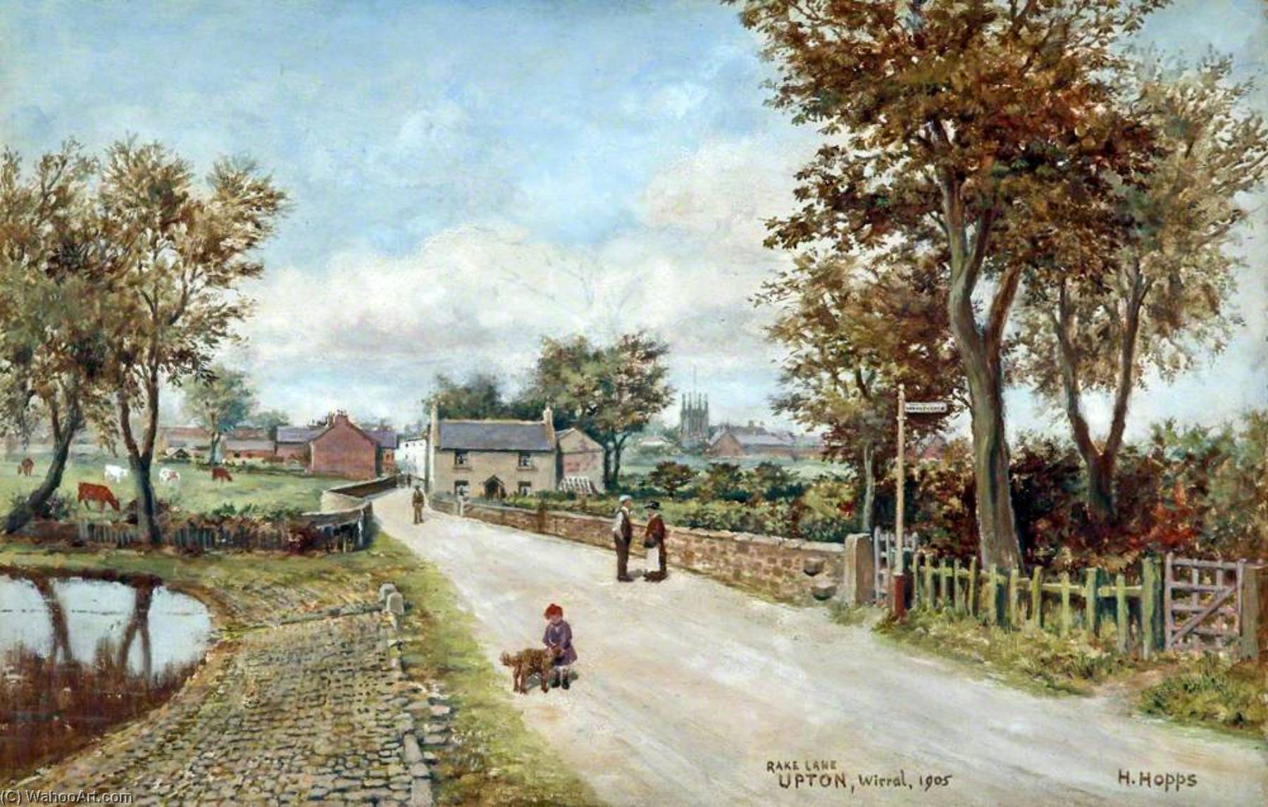 Get Art Reproductions Rake Lane, Upton Village, Wirral, 1905 by Harold ...