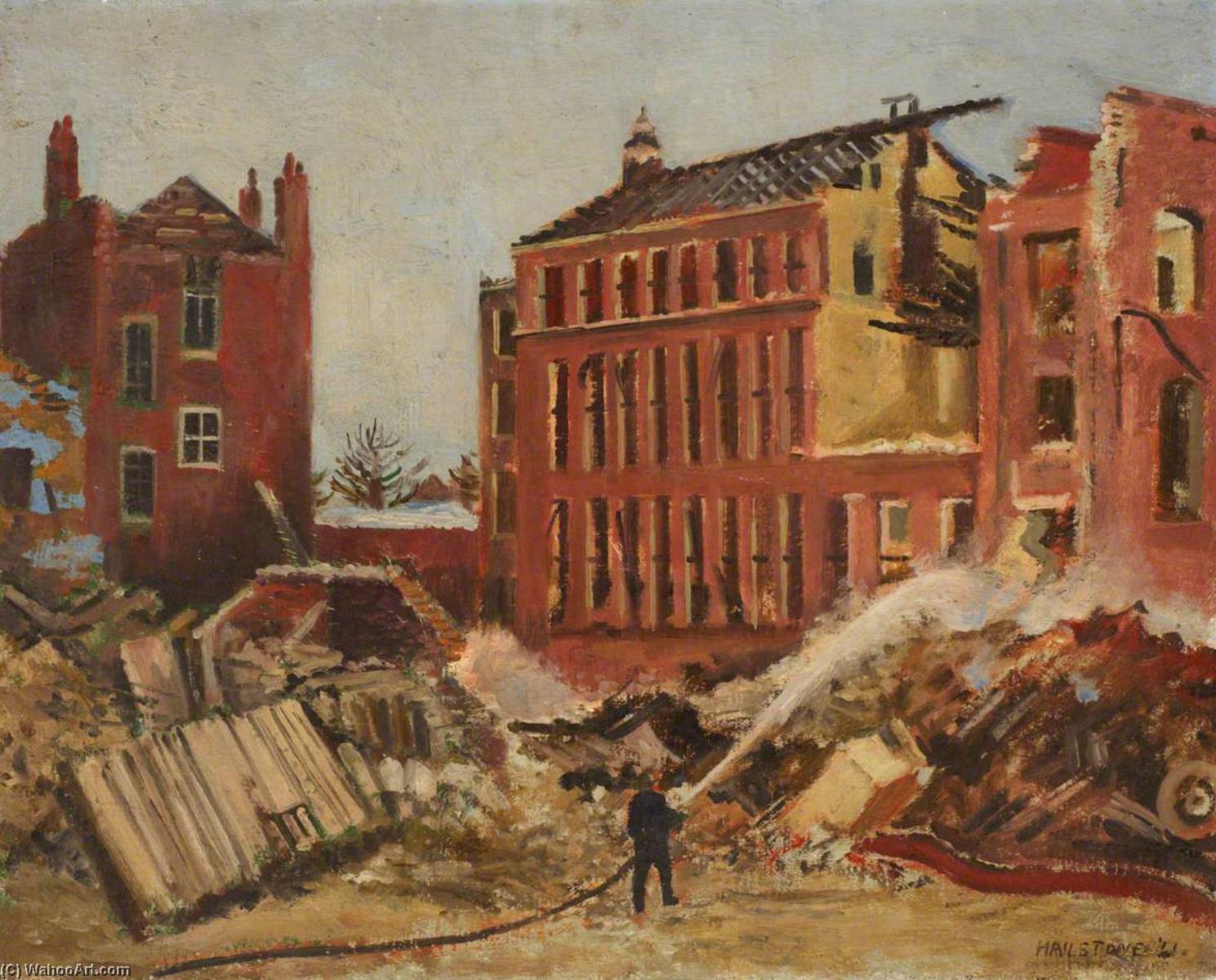 Oil Painting Replica | Mulgrave Place School, after Bombing, Woolwich ...