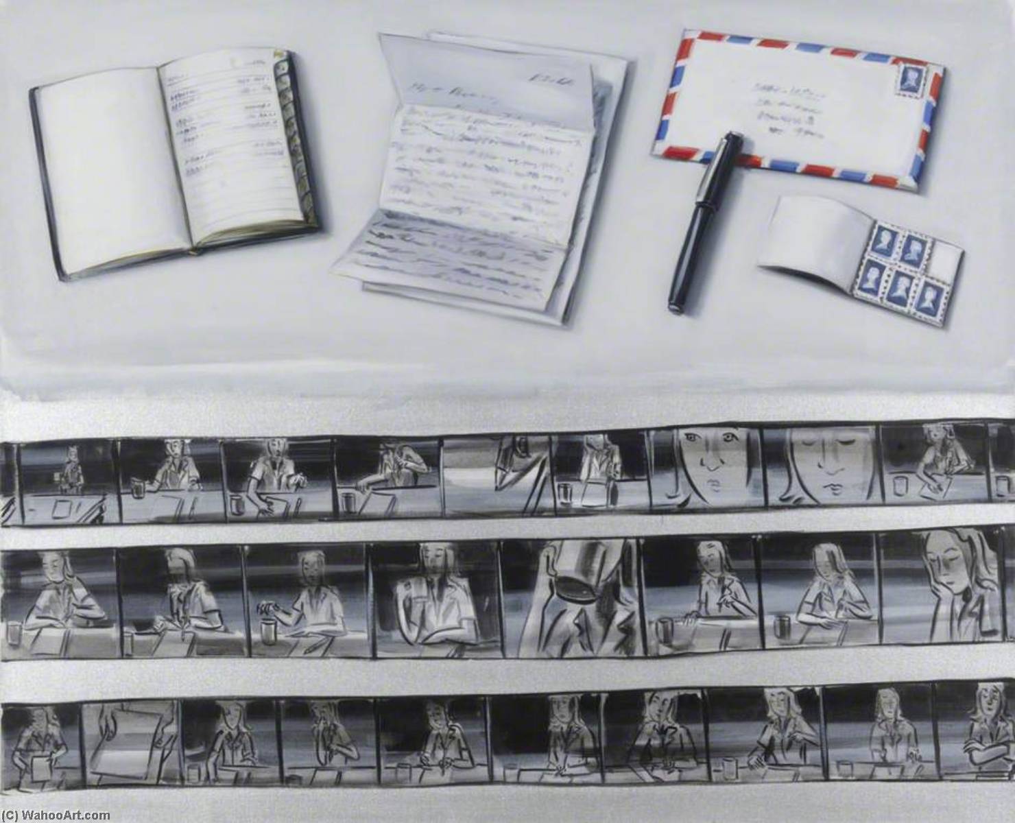 Letter Letter Writing, 2003 by Lisa Milroy Lisa Milroy | WahooArt.com