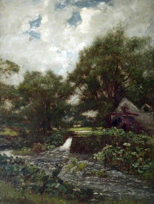 Paintings Reproductions Ashford Old Mill by Joshua Anderson Hague (1850 ...