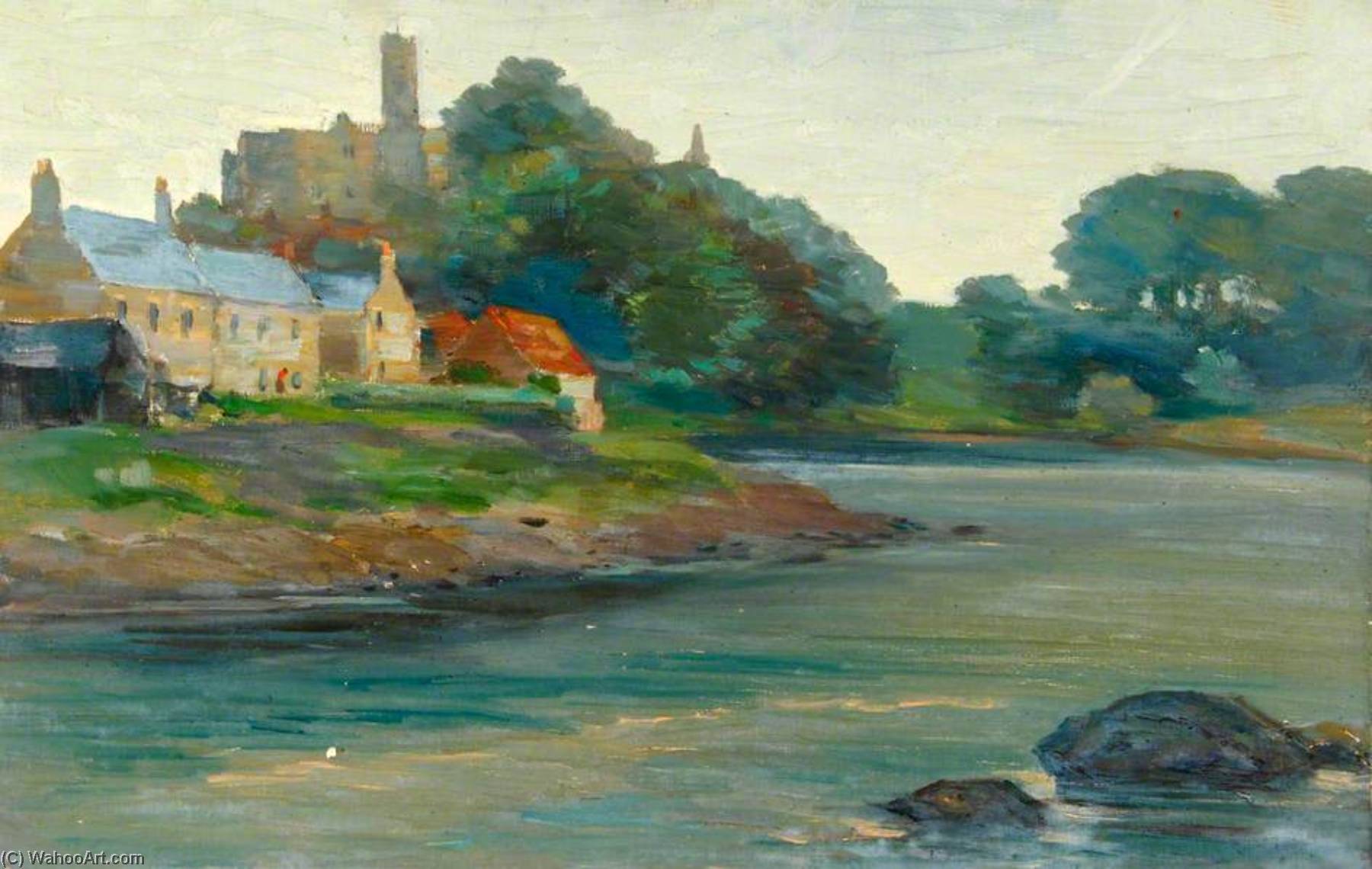 Order Artwork Replica River with a Castle by William Henry Charlton ...