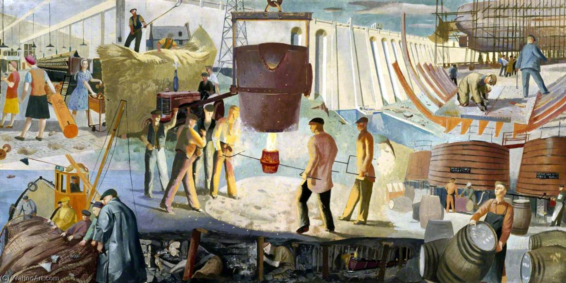 Purchase Oil Painting Replica Mining, Farming and Industry, 1955 by ...