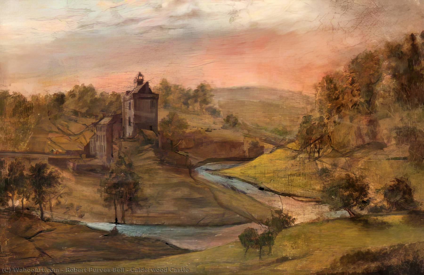 Artwork Replica Calderwood Castle by Robert Purves Bell (1841-1931 ...