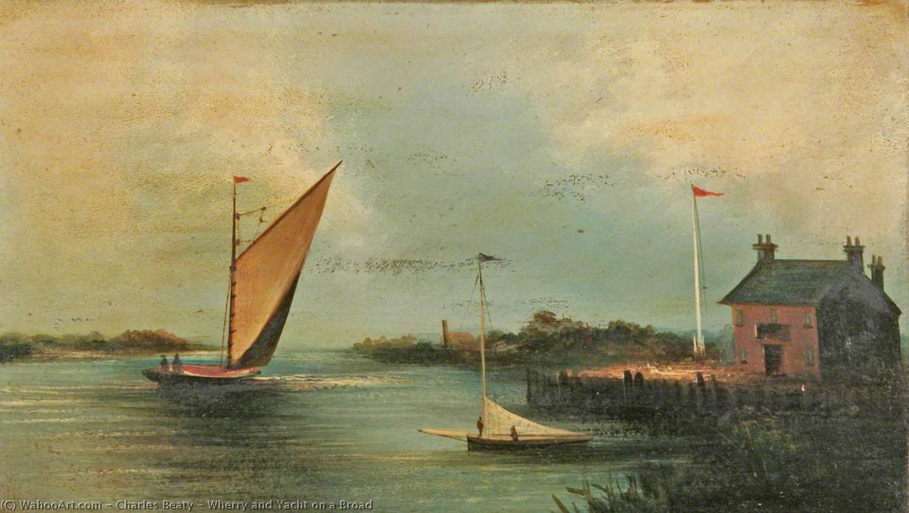 Wherry and Yacht on a Broad by Charles Beaty Charles Beaty | WahooArt.com
