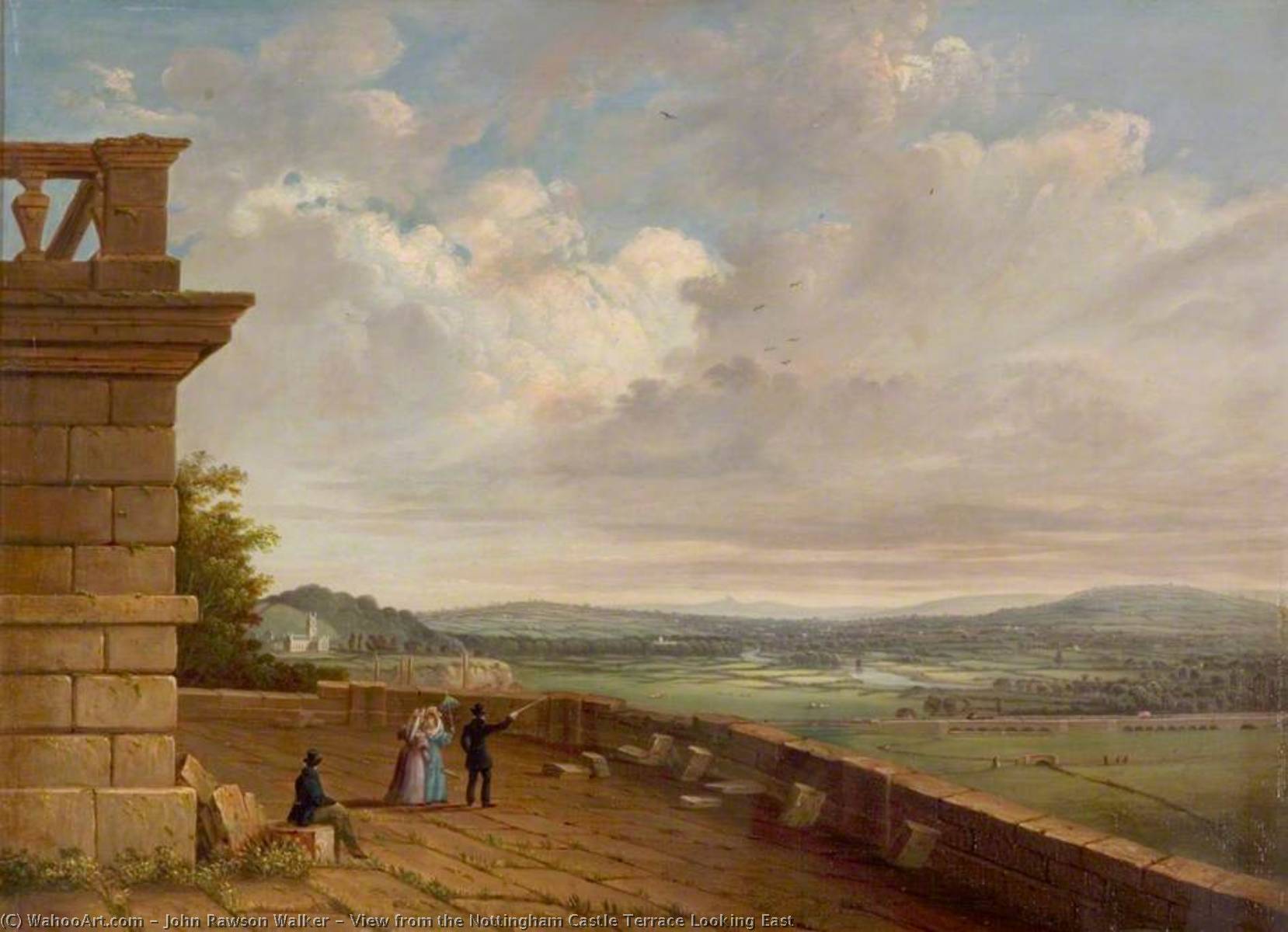 View from the Nottingham Castle Terrace Looking East, 1845 by John ...