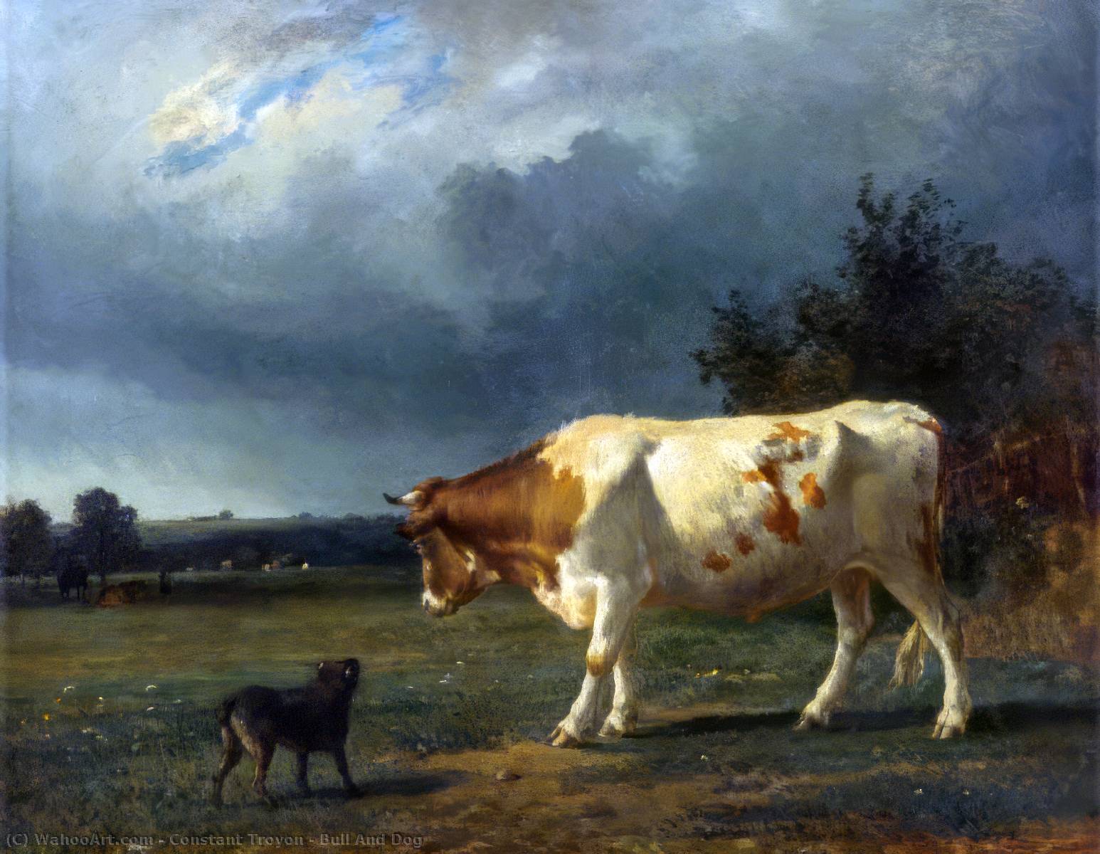 Buy Museum Art Reproductions Bull And Dog by Constant Troyon (1810-1865 ...
