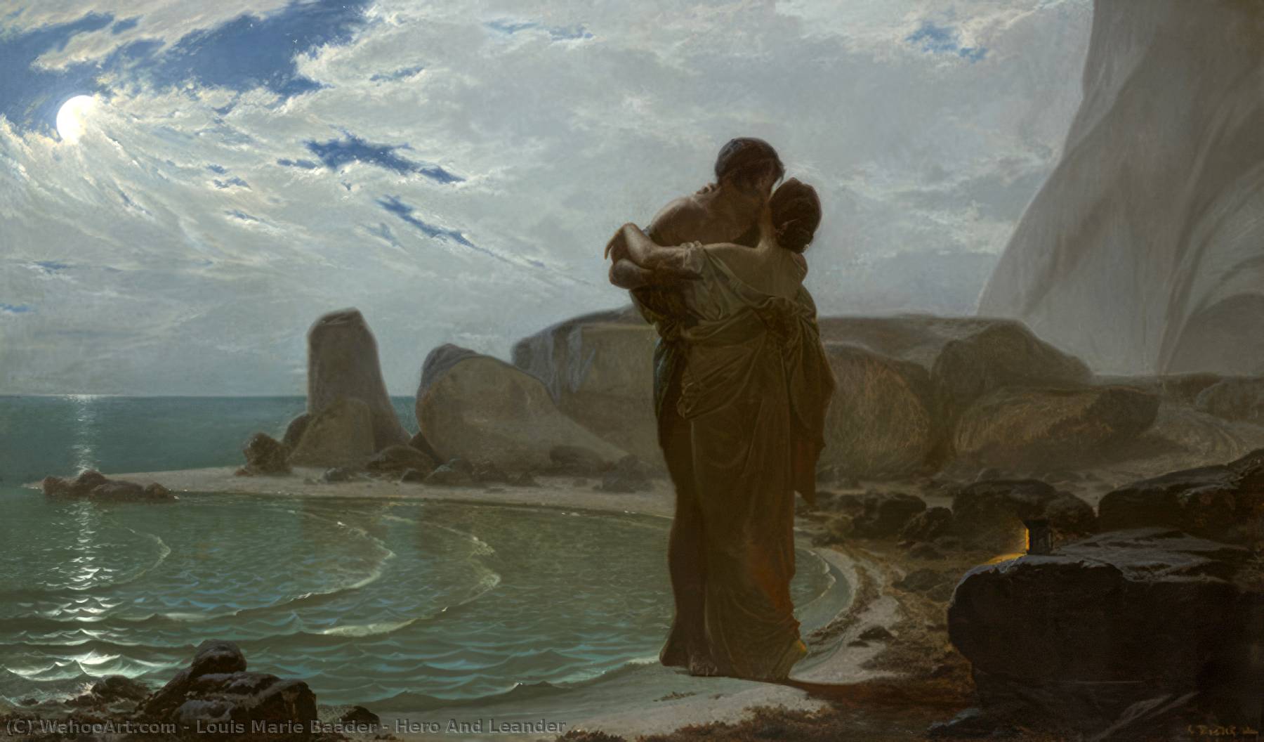 Artwork Replica Hero And Leander, 1866 by Louis Marie Baader (1828-1920 ...