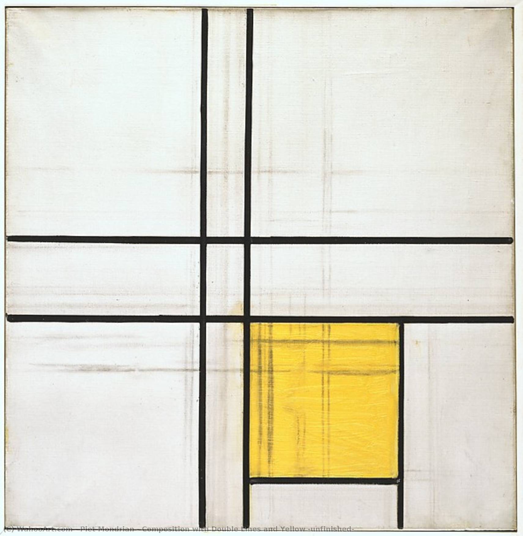 Buy Museum Art Reproductions Composition with Double Lines and Yellow ...