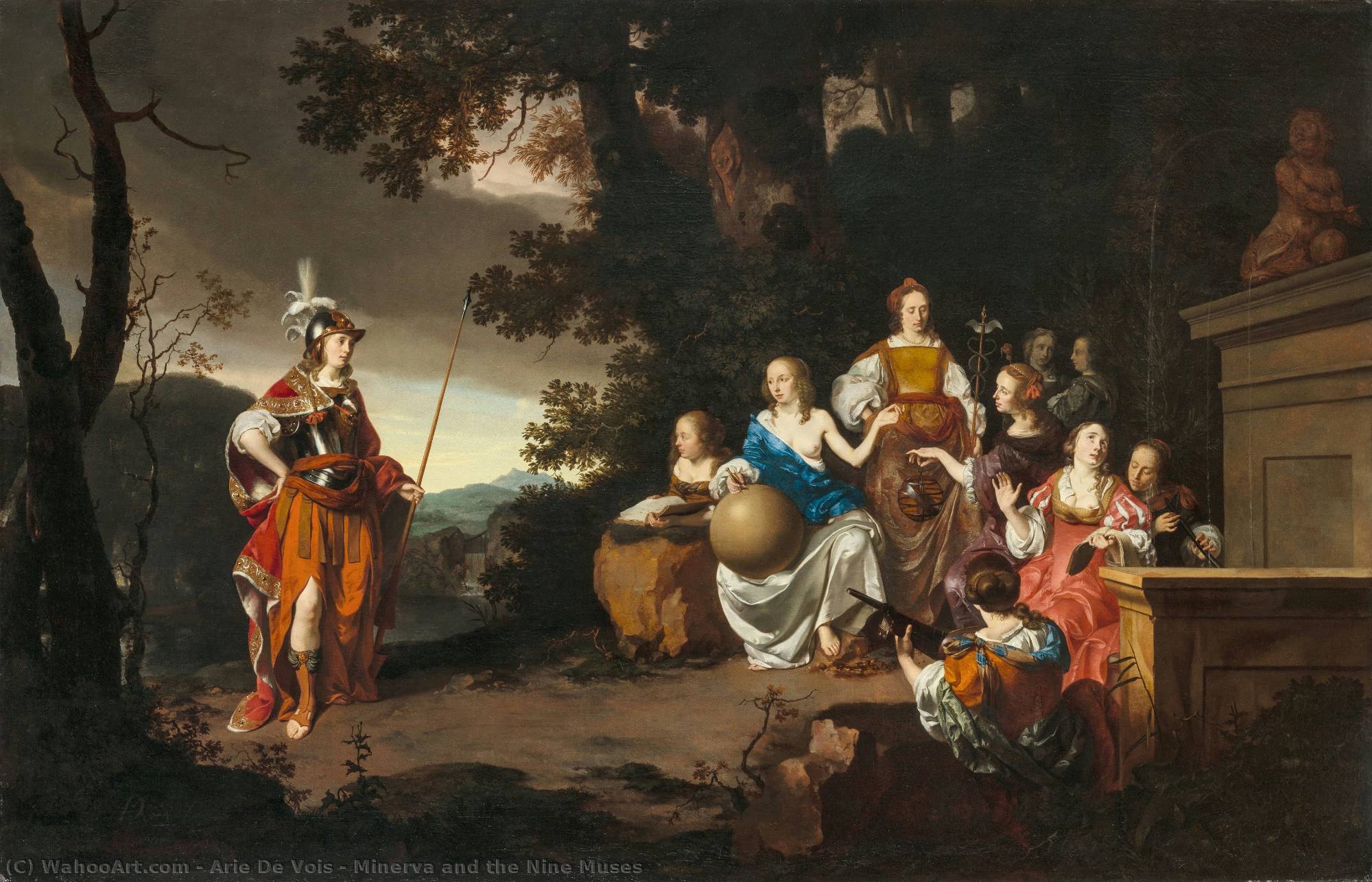 Artwork Replica Minerva and the Nine Muses, 1662 by Arie De Vois (1632 ...