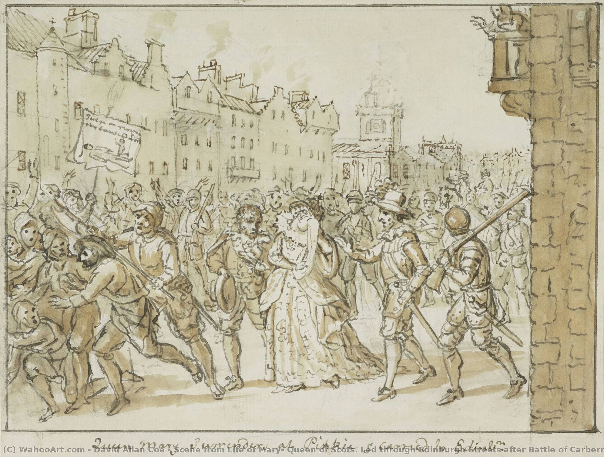 Scene from Life of Mary, Queen of Scots. Led through Edinburgh Streets ...