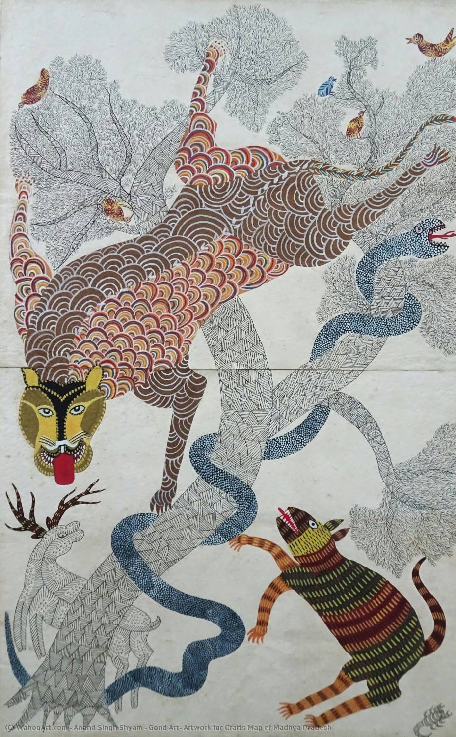 Gond Art: Artwork for Crafts Map of Madhya Pradesh, 2000 by Anand Singh ...