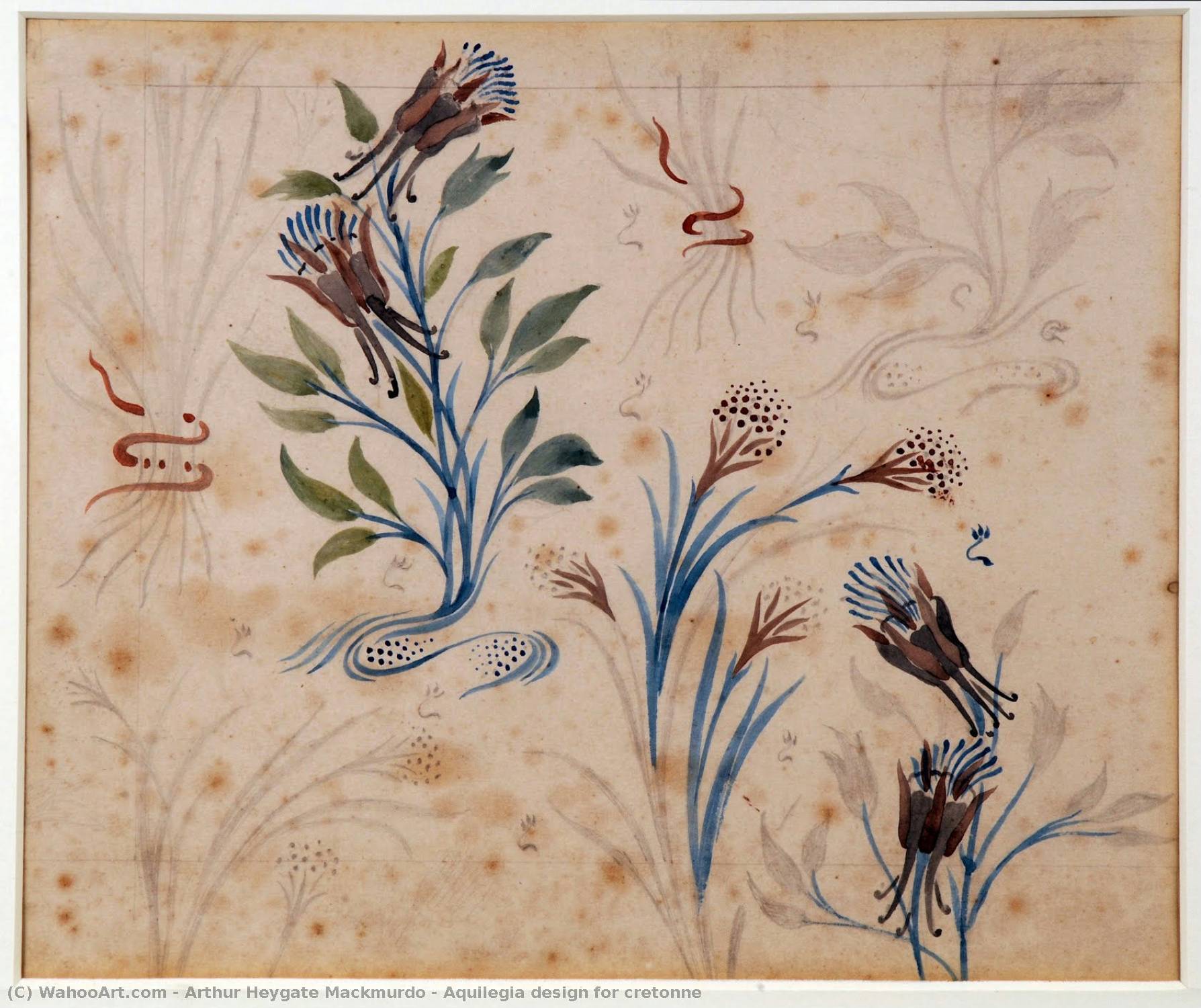 Buy Museum Art Reproductions Aquilegia design for cretonne, 1880 by ...