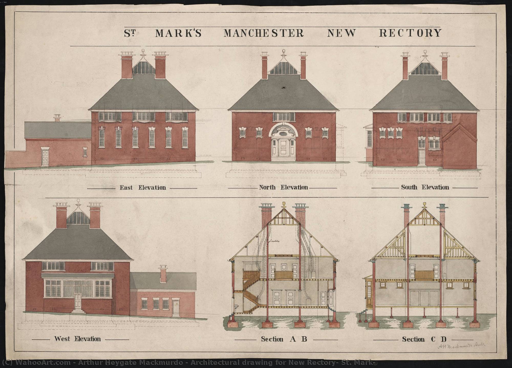 Purchase Oil Painting Replica Architectural drawing for New Rectory, St ...