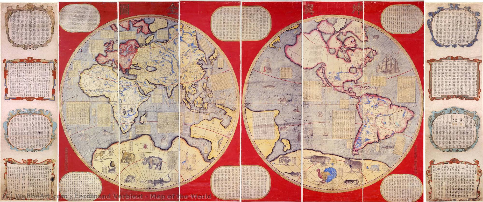 Get Paintings Reproductions Map of the World, 1674 by Ferdinand ...
