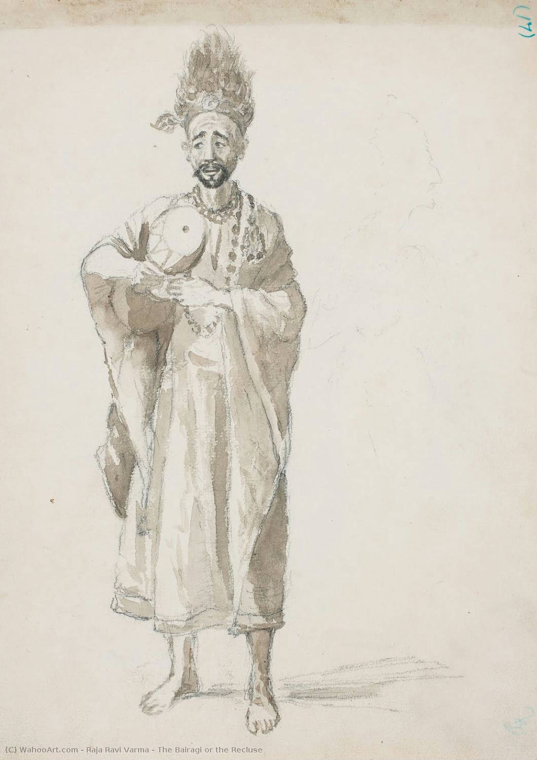 Artwork Replica The Bairagi or the Recluse by Raja Ravi Varma (1848-1906, India) | WahooArt.com